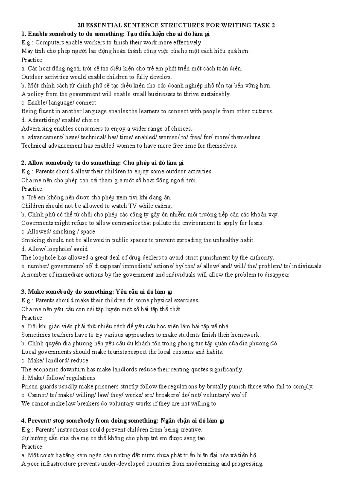 20 Essential Sentence Structures FOR Writing TASK 2 - 20 ESSENTIAL ...