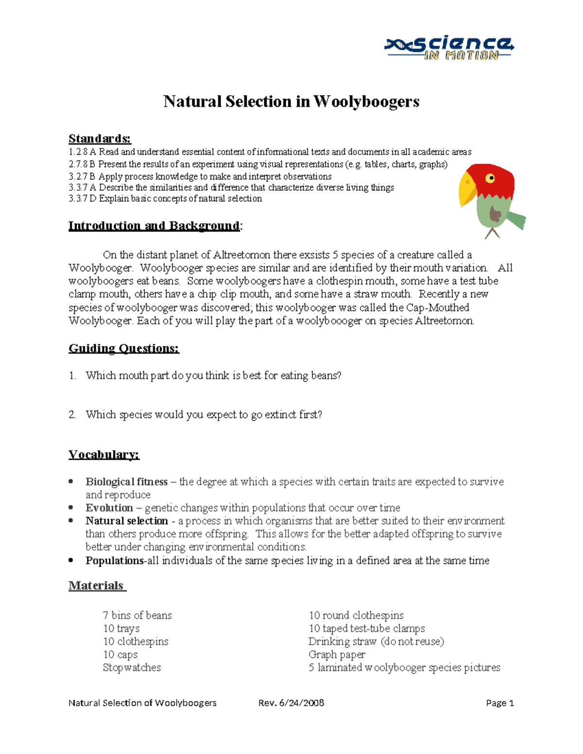 Natural Selection of Woolyboogers Lab: Experiment & Observations - Studocu