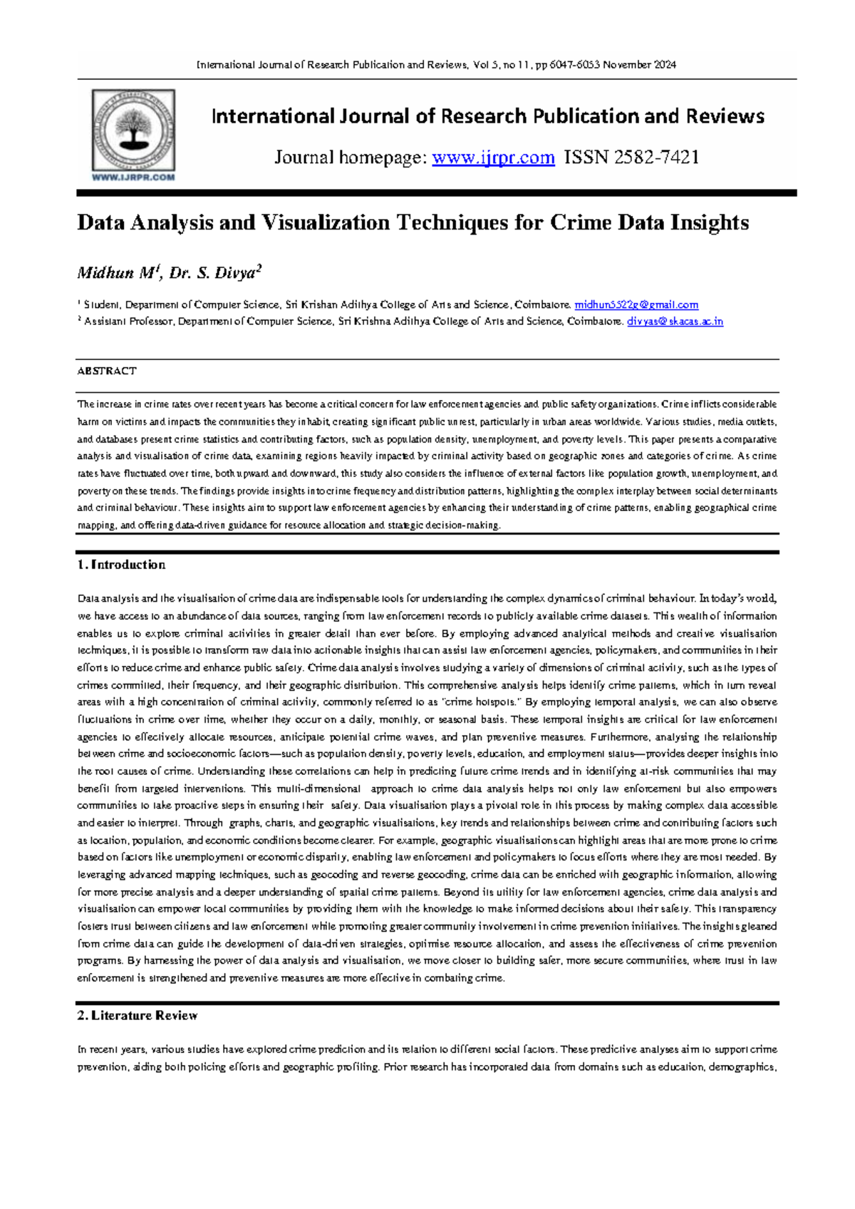Data Analysis & Visualization Techniques for Crime Insights (CS 101) - Studocu
