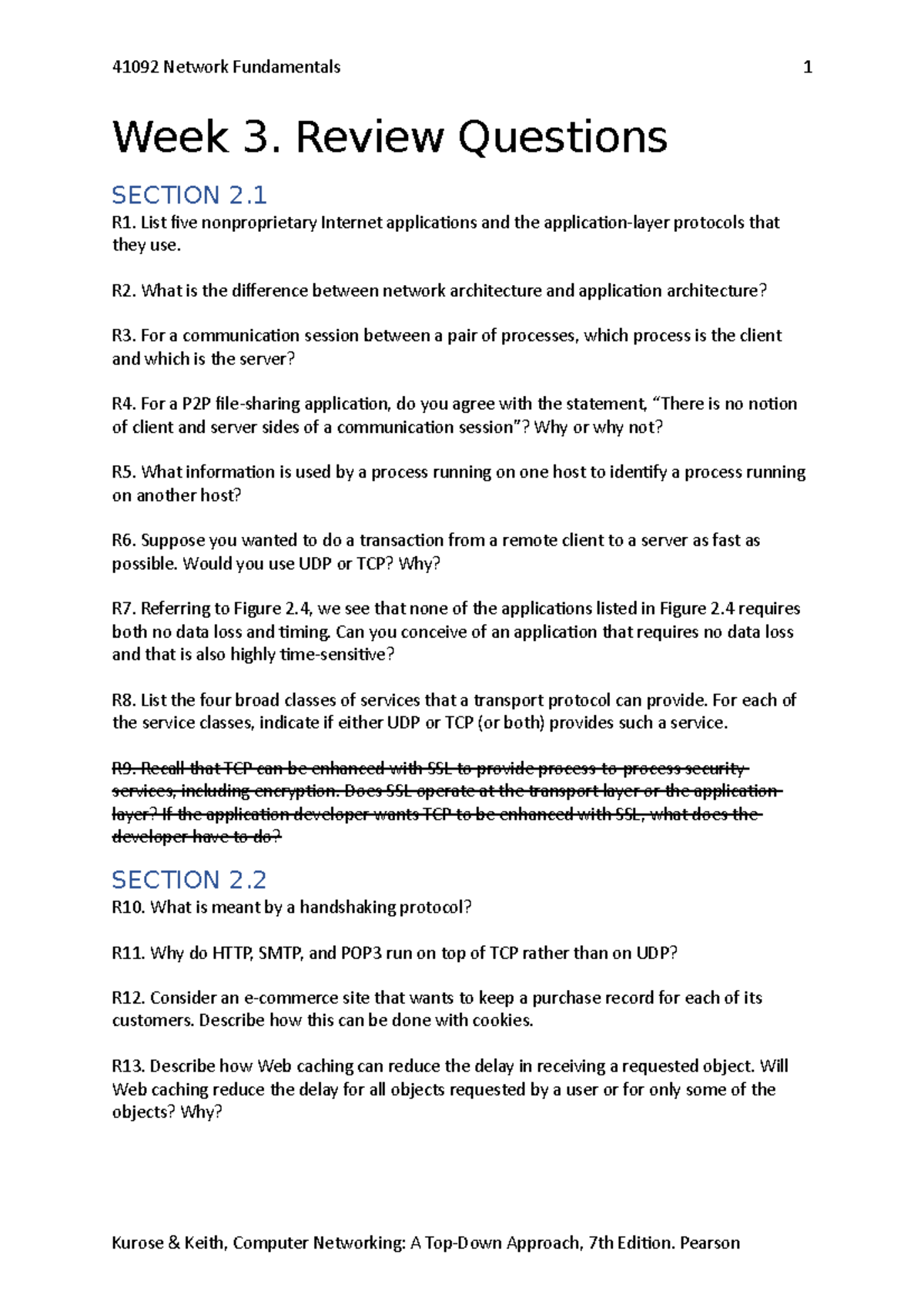 Week3-Review Question - 41092 Network Fundamentals Week 3. Review ...