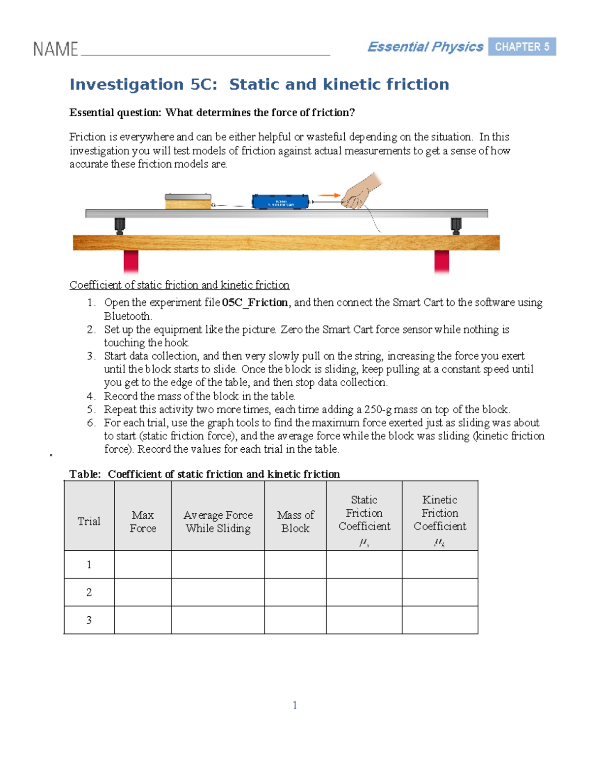 05C Static and Kinetic Friction Experiment Analysis - Studocu