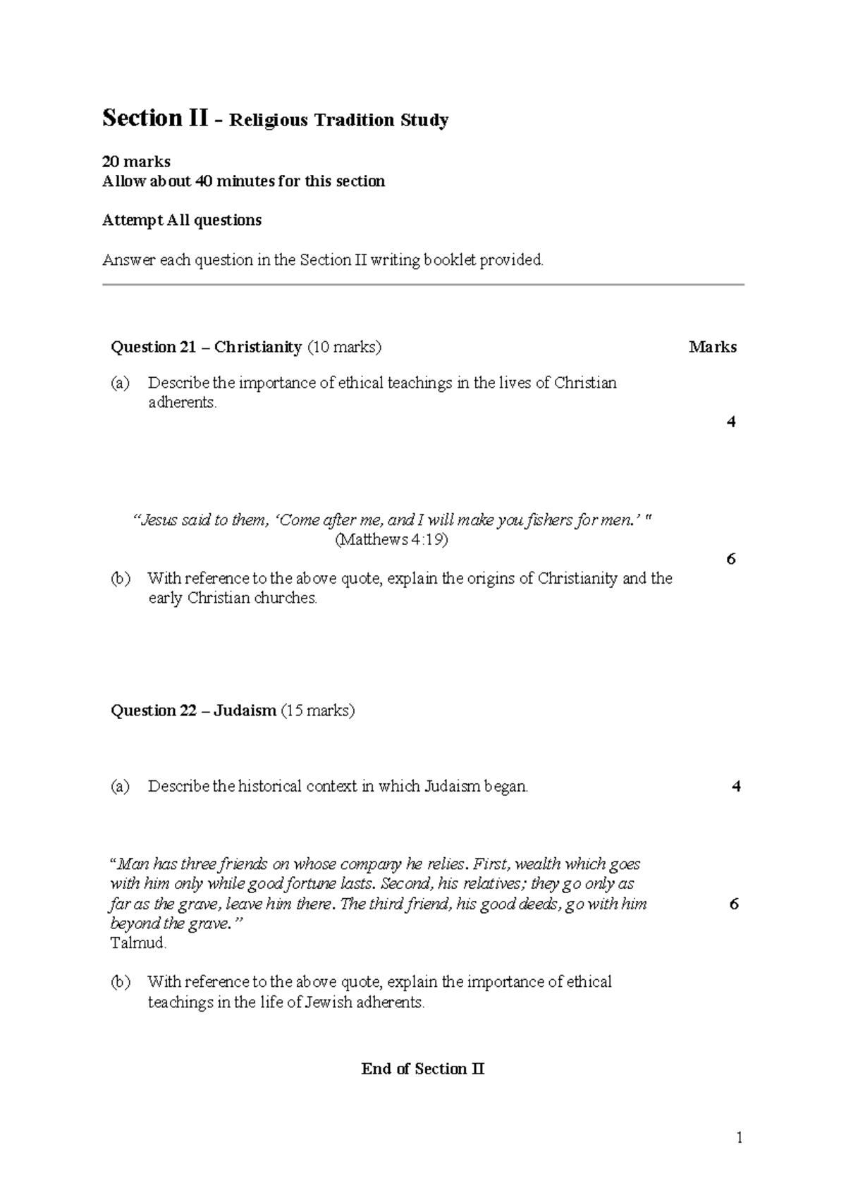 11SOR Section II Religious Traditions Study Guide - Studocu