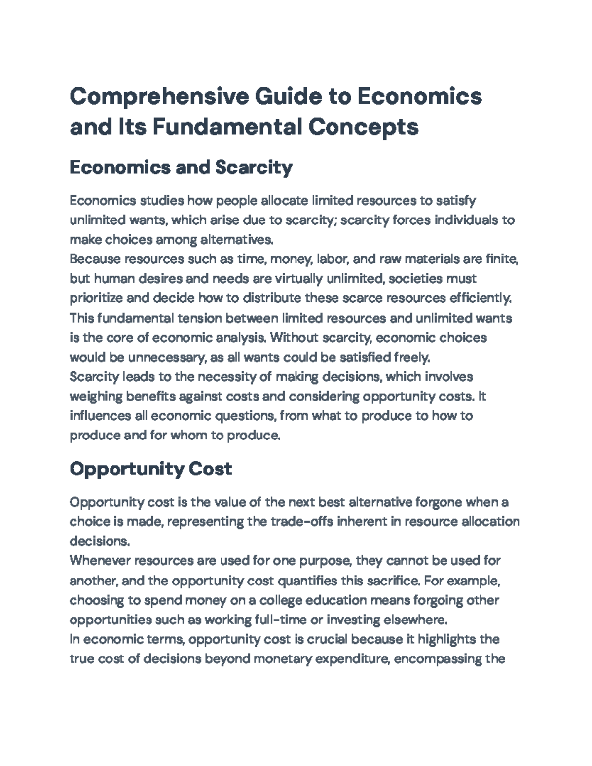 Comprehensive Guide to Economics Concepts: Key Principles Overview ...
