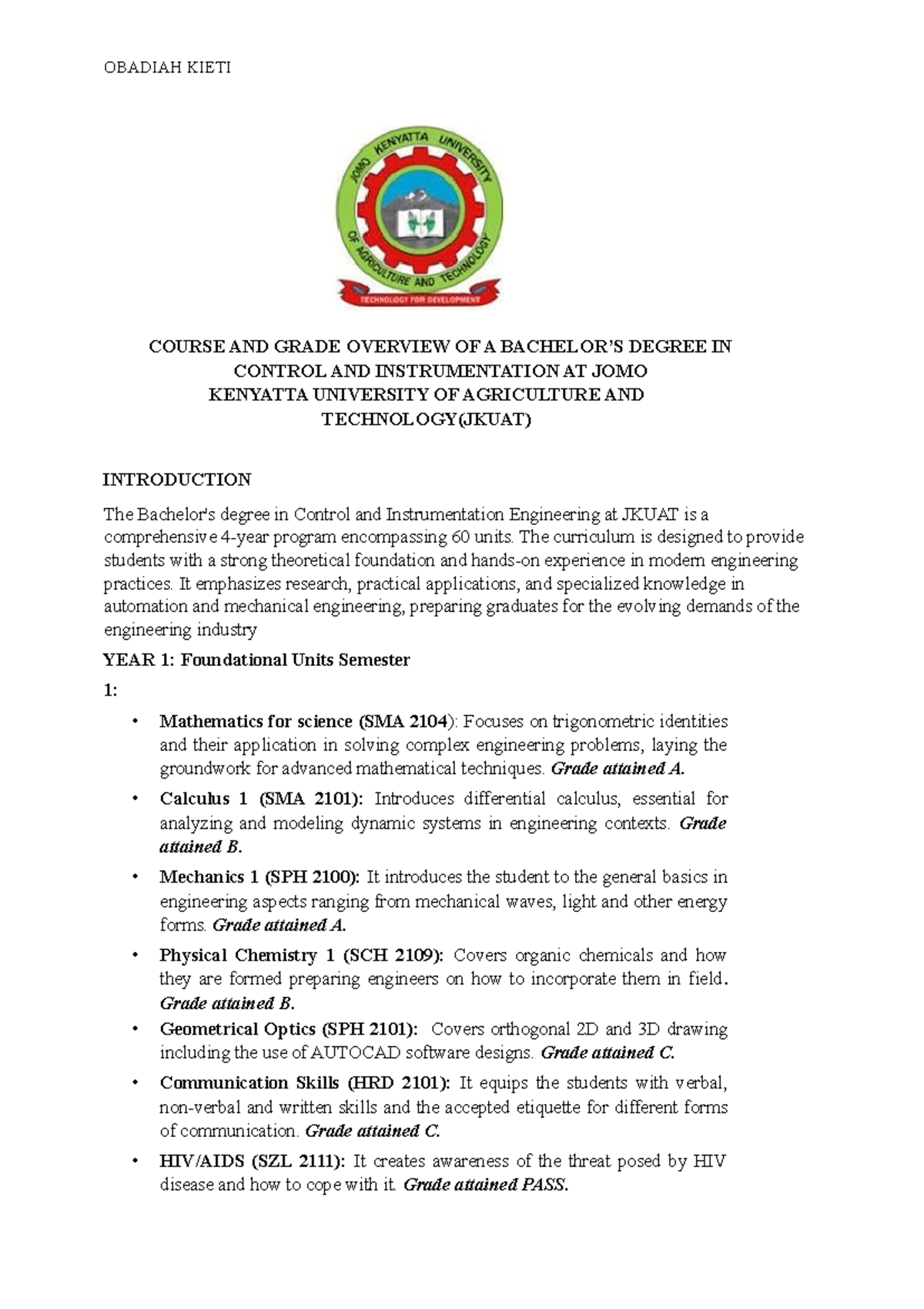 Bachelor’s Degree in Control & Instrumentation Engineering Overview ...