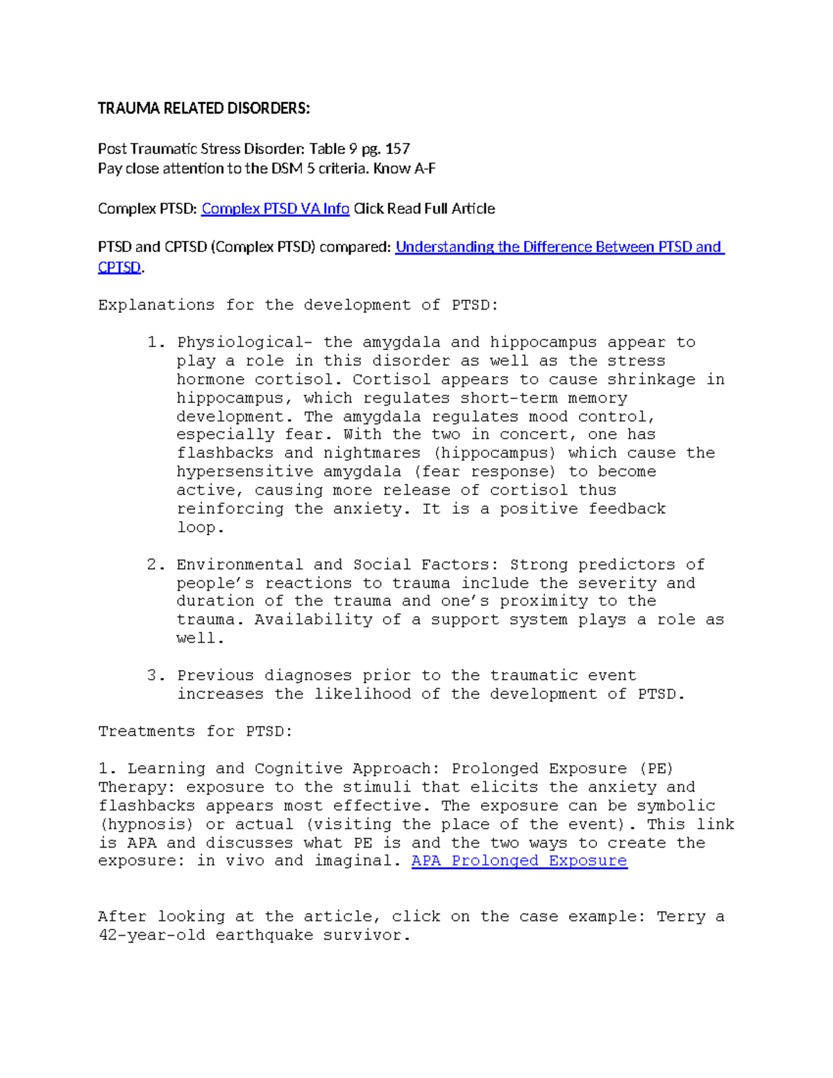 Understanding Trauma-Related Disorders: PTSD & CPTSD Overview - Studocu
