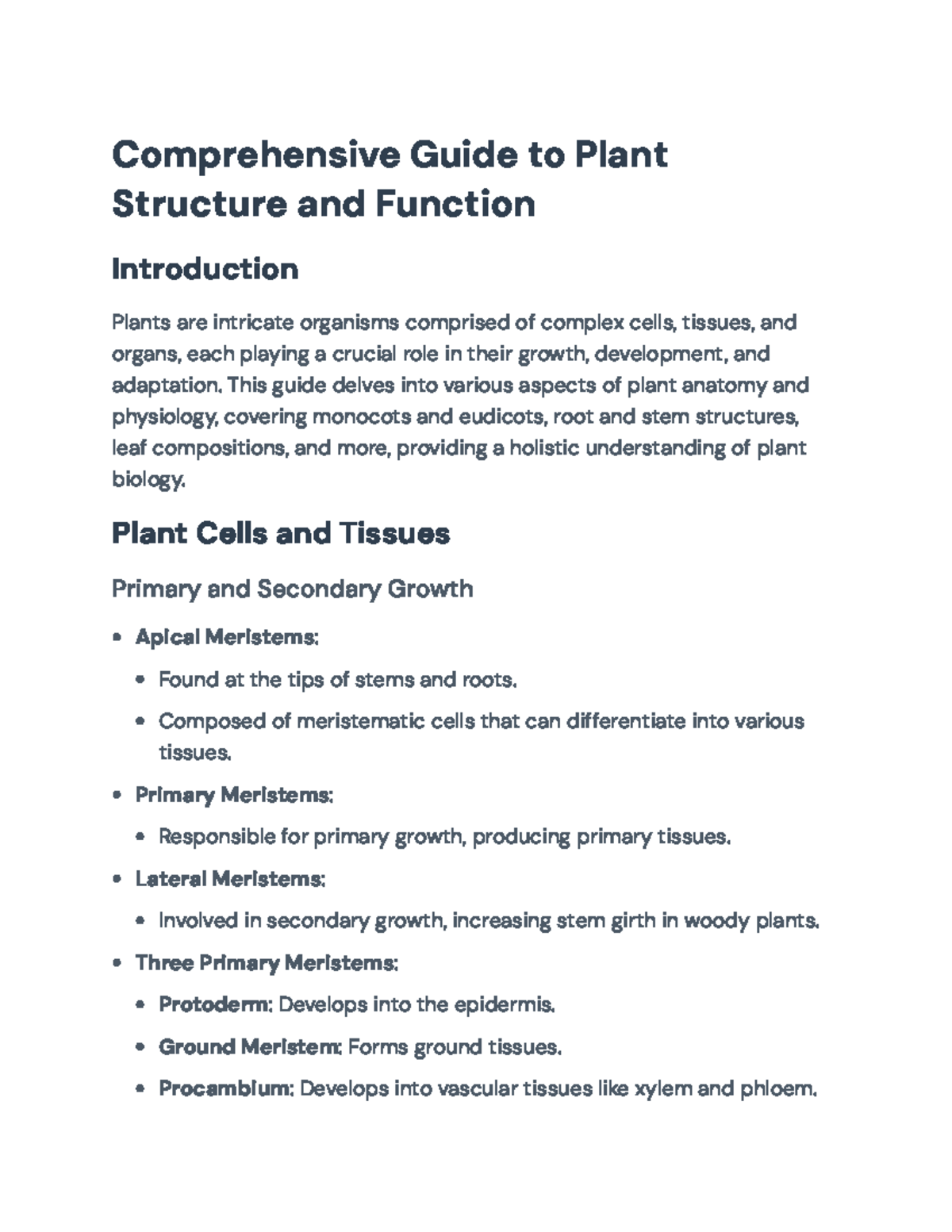 Comprehensive Guide to Plant Structure & Function (Biology 101 ...