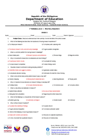 Grade 11 Pre Calculus Q1 Periodical Exam with Answer Key - Studocu