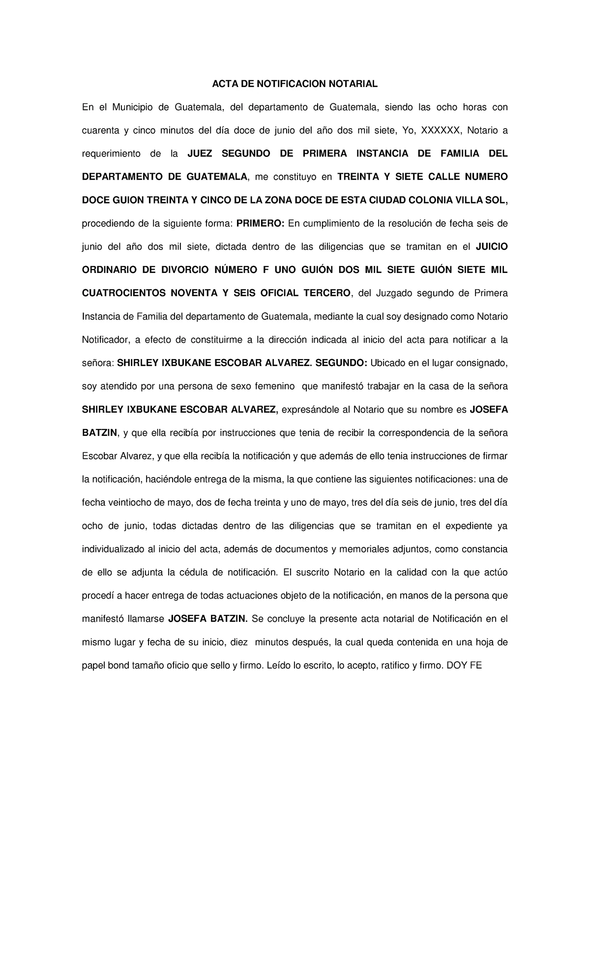 Modelo ACTA Notarial de Arresto y Detenciones Domiciliarias en Guatemala - Studocu