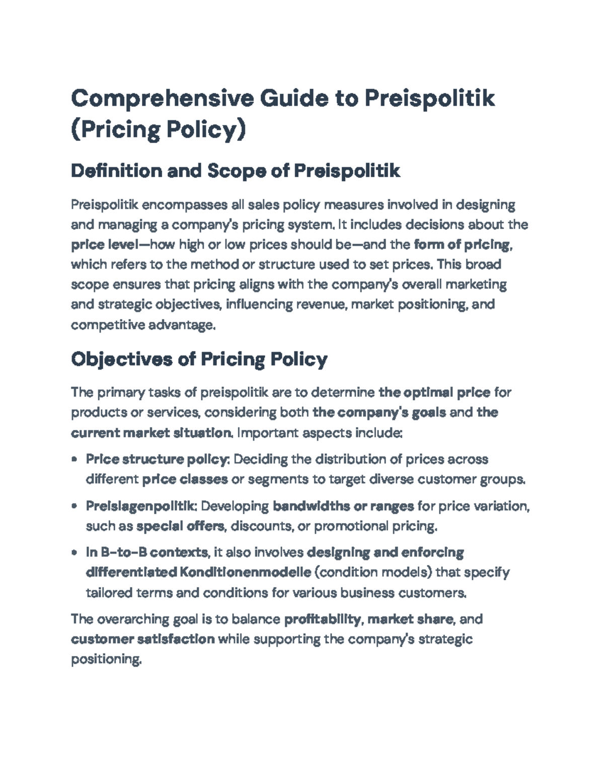 Comprehensive Analysis of Preispolitik (Pricing Policy) Strategies and ...