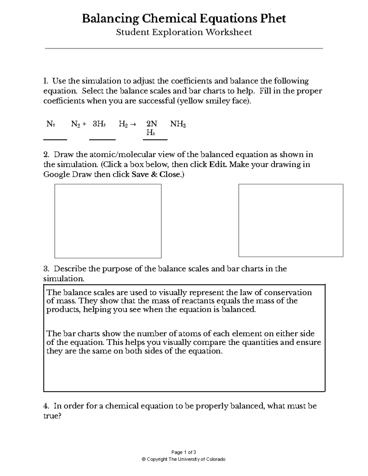 Copy of Balancing Chemical Equations Phet - Balancing Chemical ...