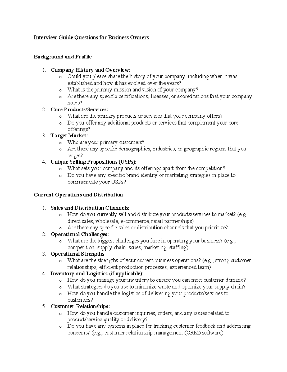 Interview Guide Questions for Business Owners - Interview Guide ...