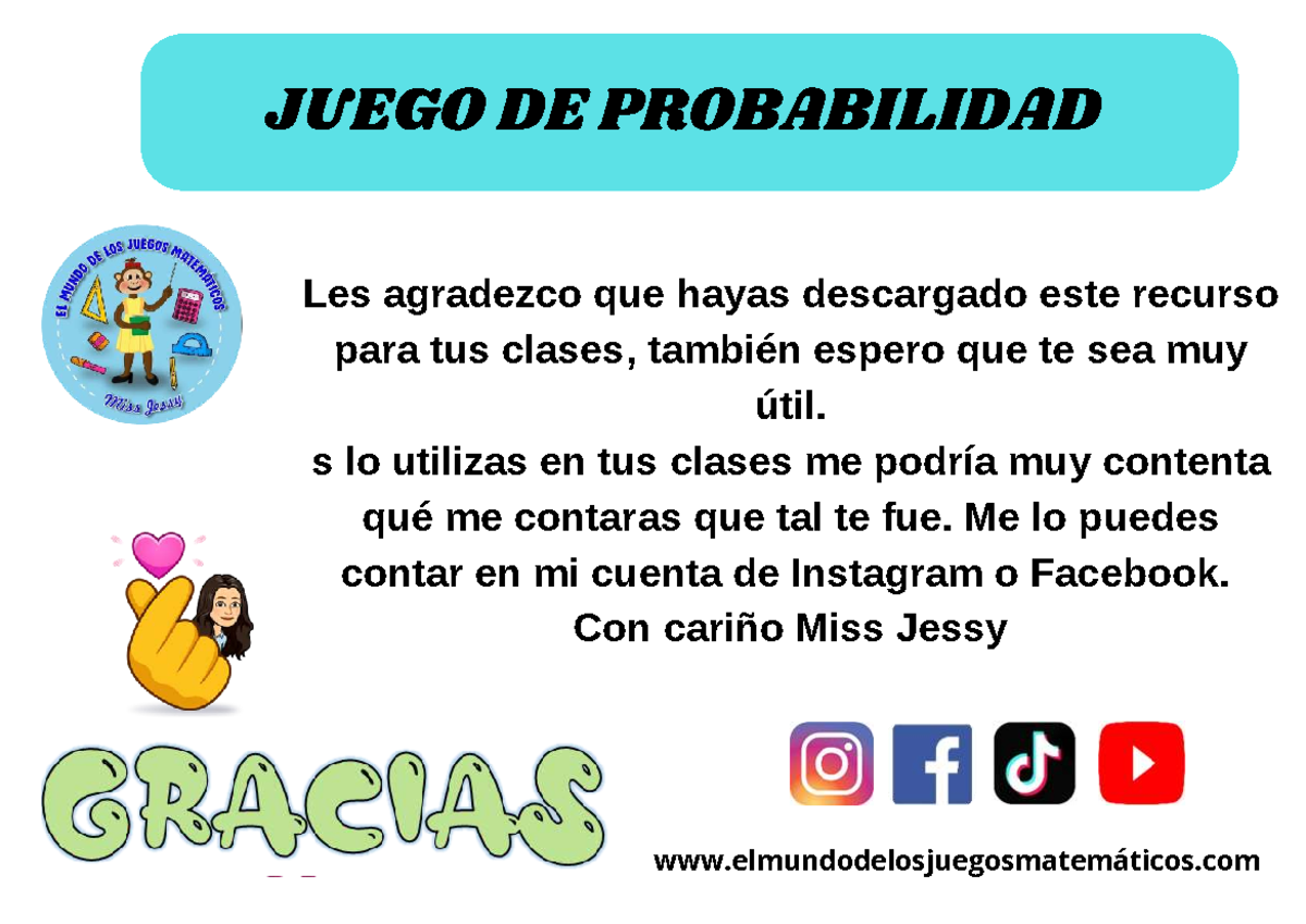 JUEGO DE PROBABILIDAD: Recursos y Actividades para Clases - Studocu