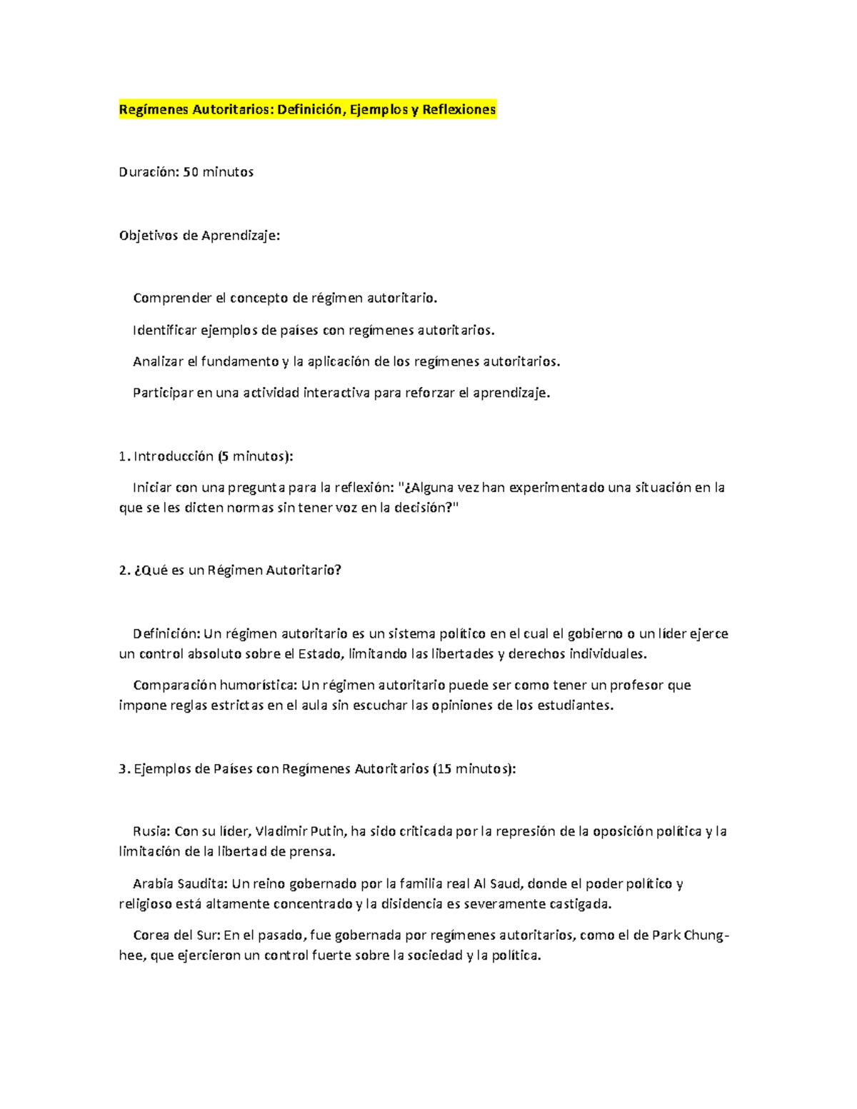 Regímenes Autoritarios: Definición, Ejemplos y Actividades (50 min ...