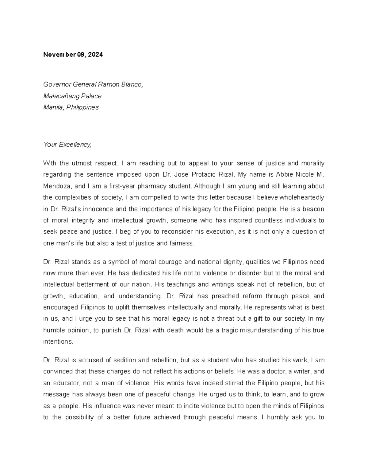 life and works of rizal letter - November 09, 2024 Governor General ...