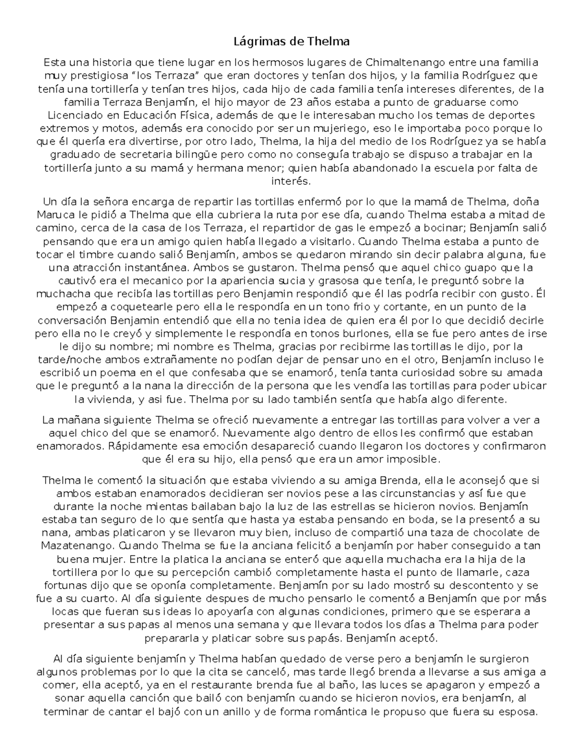 Lágrimas de Thelma: Resumen de la Historia de Amor y Desesperación ...