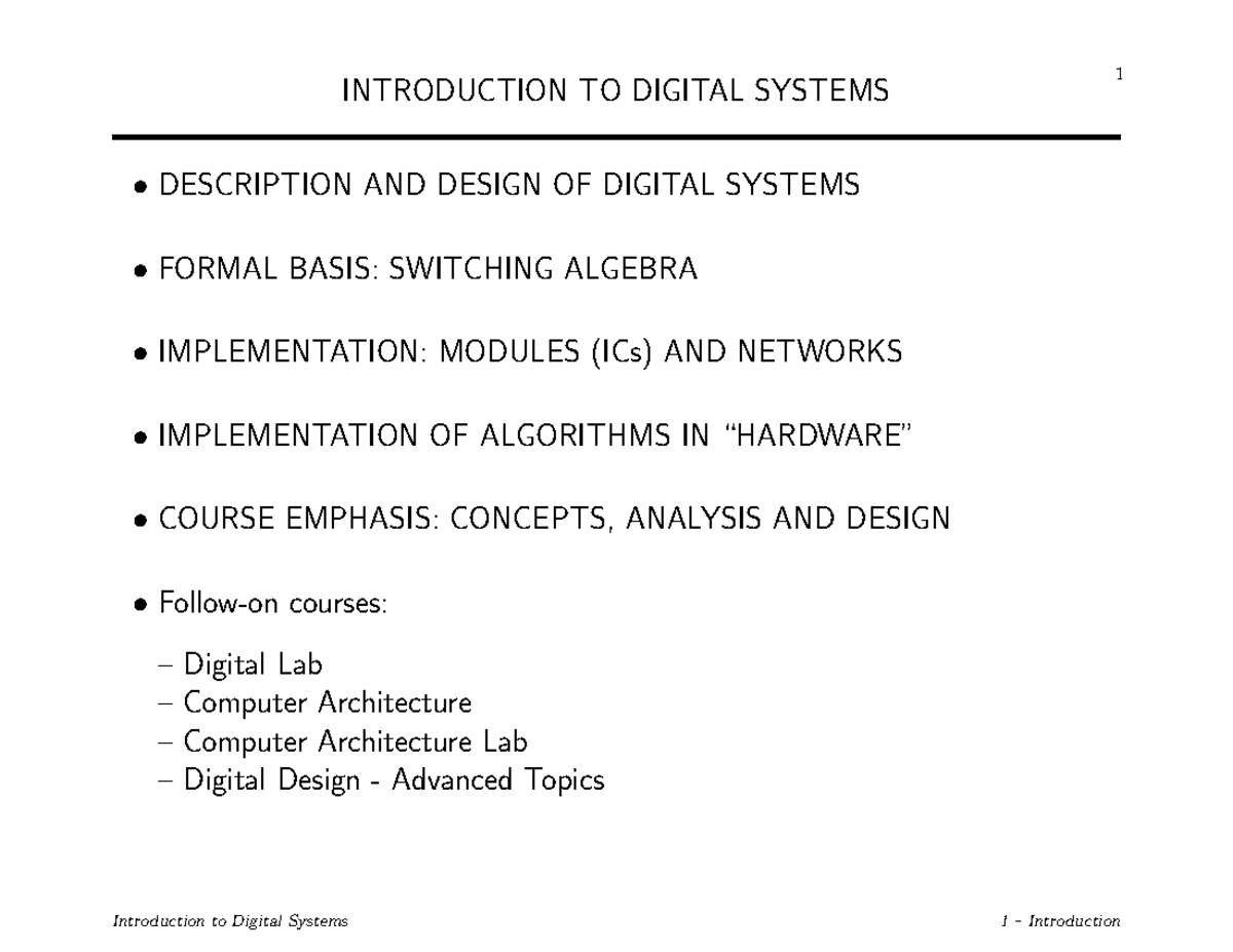 INTRODUCTION TO DIGITAL SYSTEMS - b) Analog I/O signals. c) Digital I/O ...