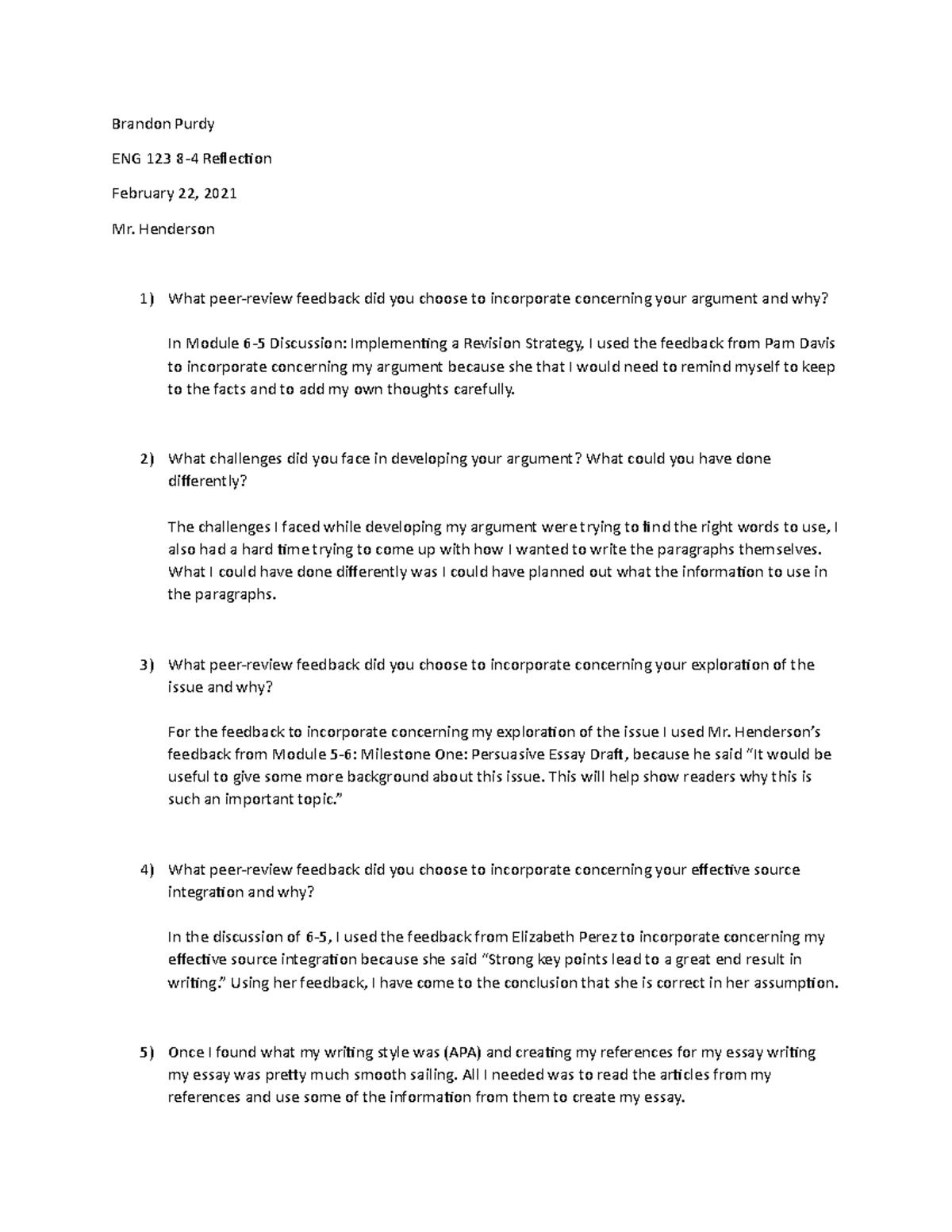 ENG 123 8-4 Reflection - Module 8 Assignment 4 - Brandon Purdy ENG 123 ...