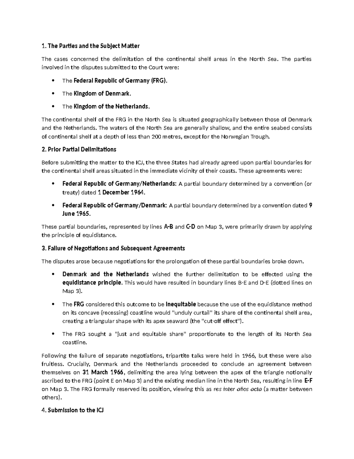 Case Study: North Sea Continental Shelf Delimitation (ICJ 1969) - Studocu