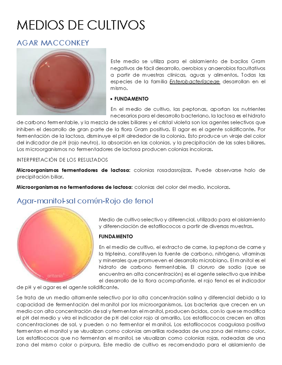 Medios DE Cultivos - apuntes - MEDIOS DE CULTIVOS AGAR MACCONKEY Este ...