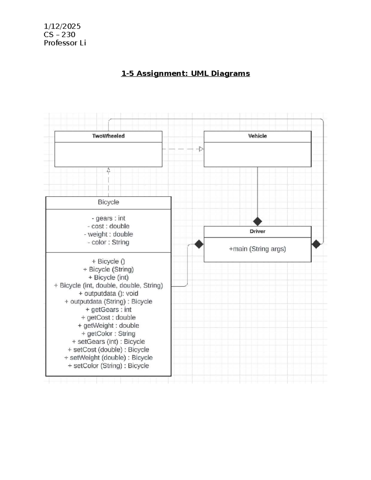 1-5 Assignment UML Diagrams - CS230 - Studocu