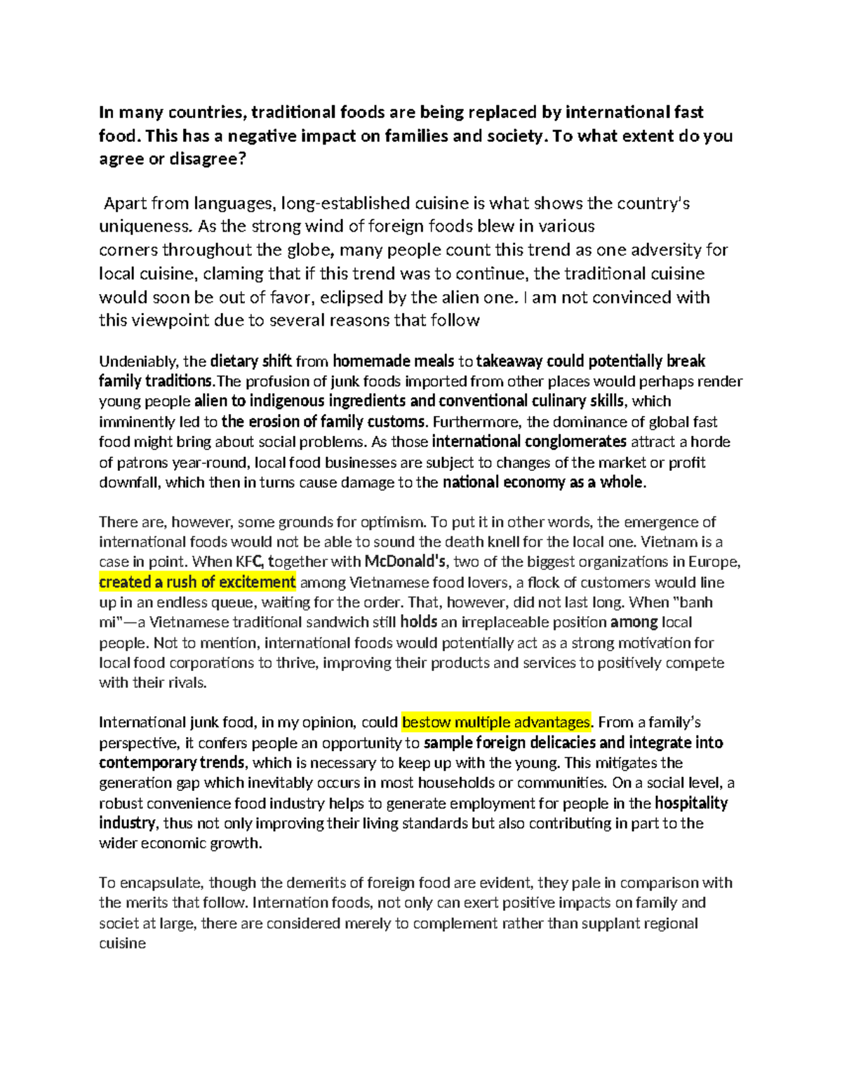 30 8 Traditional FOOD - ielts writing task 2 - In many countries ...