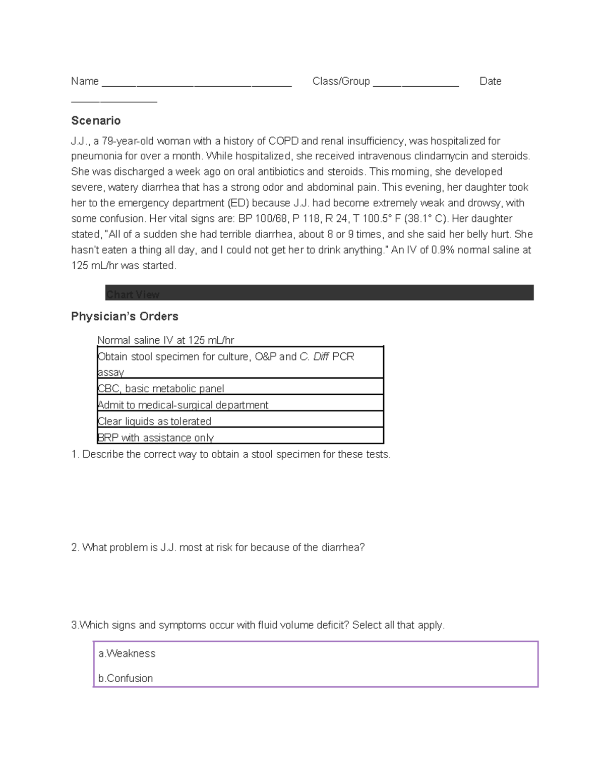 C-diff Case Study Student - Name ...