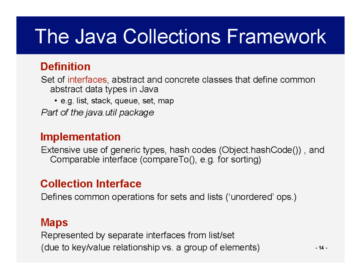 M1 1 - Advanced Java Containers: Java Collections Framework Overview - Studocu