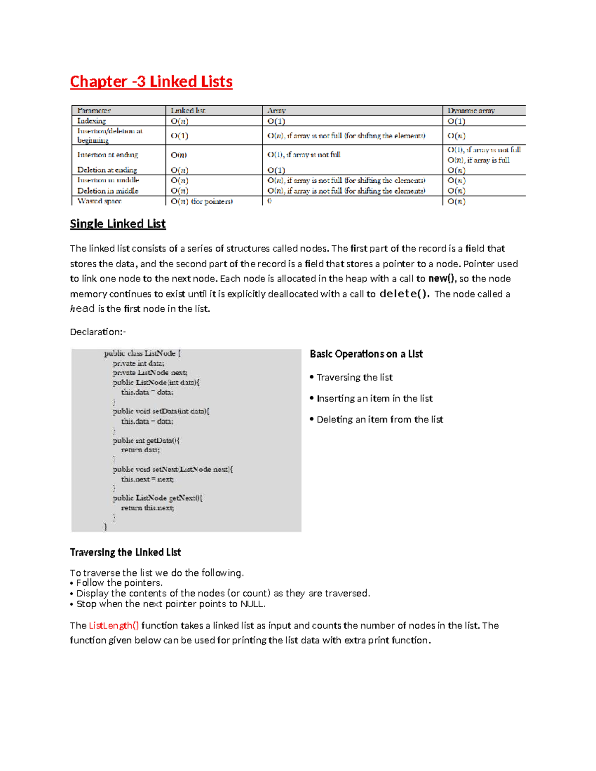 Chapter 3: Linked Lists - Single & Doubly Linked List Overview - Studocu