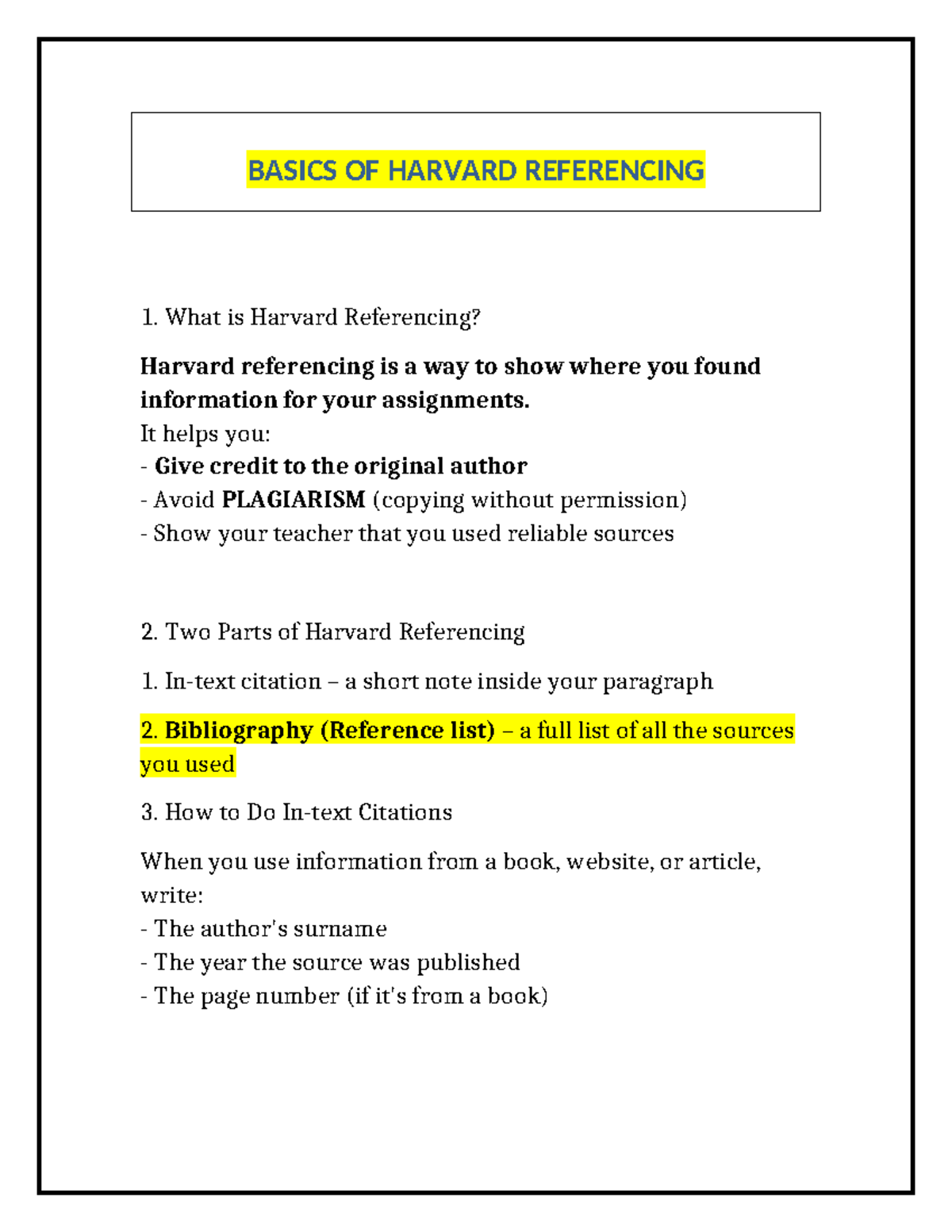 BASICS OF HARVARD REFERENCING: A STUDENT'S GUIDE - Studocu