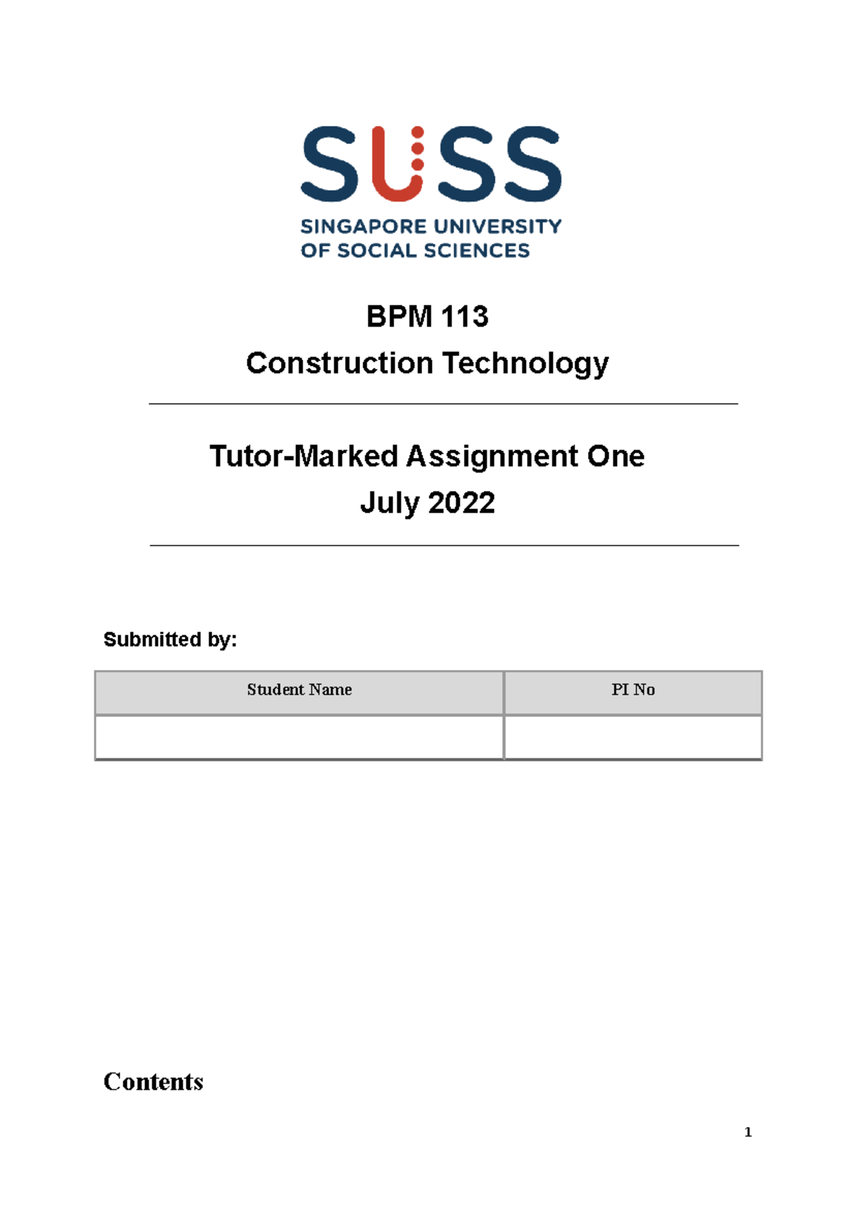 BPM113 TMA01 July 2022 - Comprehensive Construction Tech Analysis - Studocu