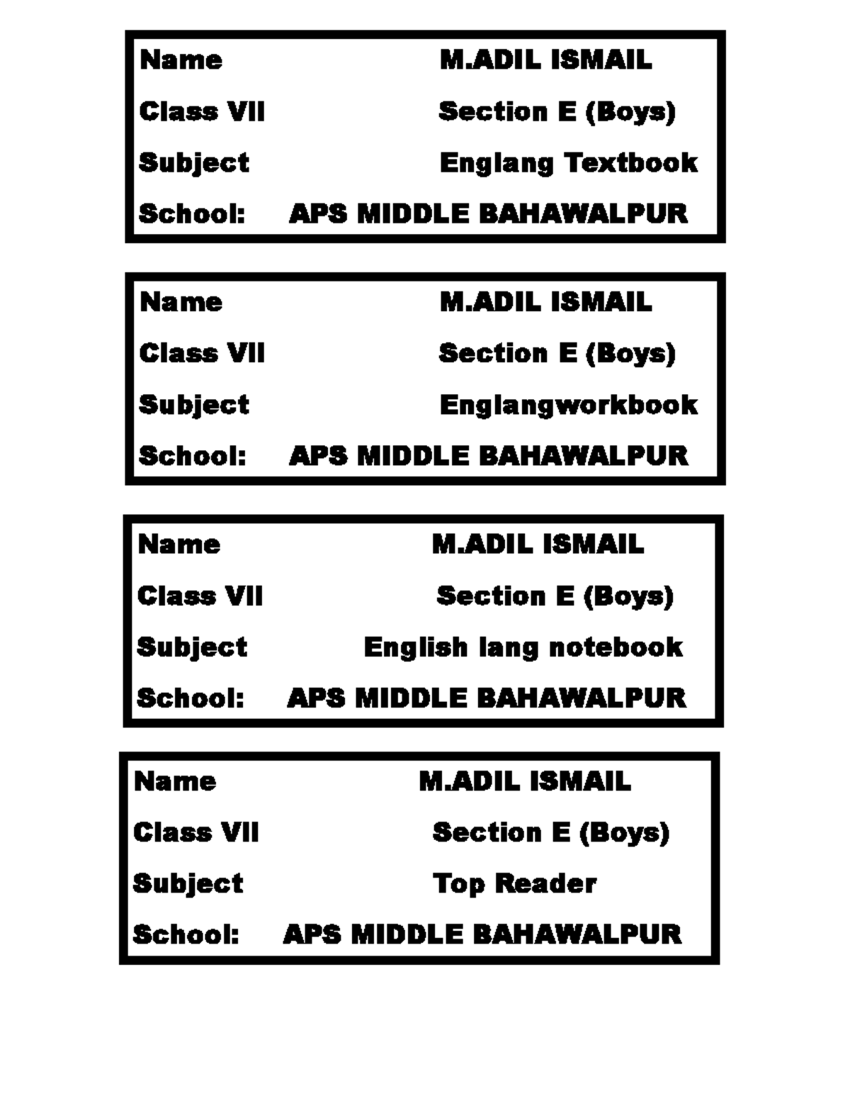 Class VII (Boys) Subjects Overview at APS Middle Bahawalpur - Studocu