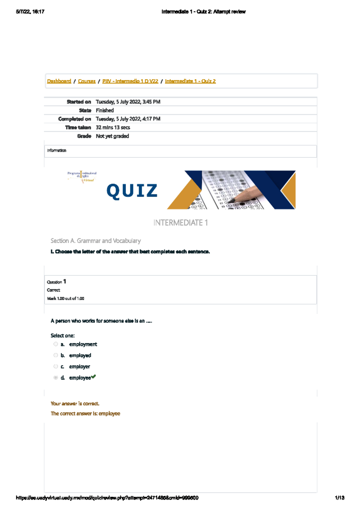 Quiz 2 - Respuestas y Correcciones de Intermediate 1 - Studocu