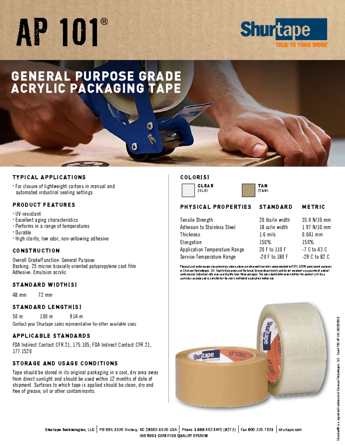 AP 101 Technical Data Sheet: General Purpose Acrylic Tape Applications ...