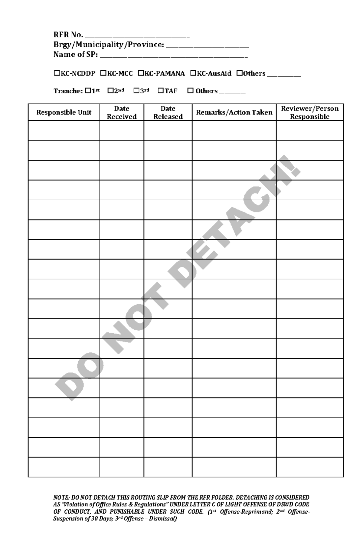 RFR Routing Slip - Forms - RFR No ...