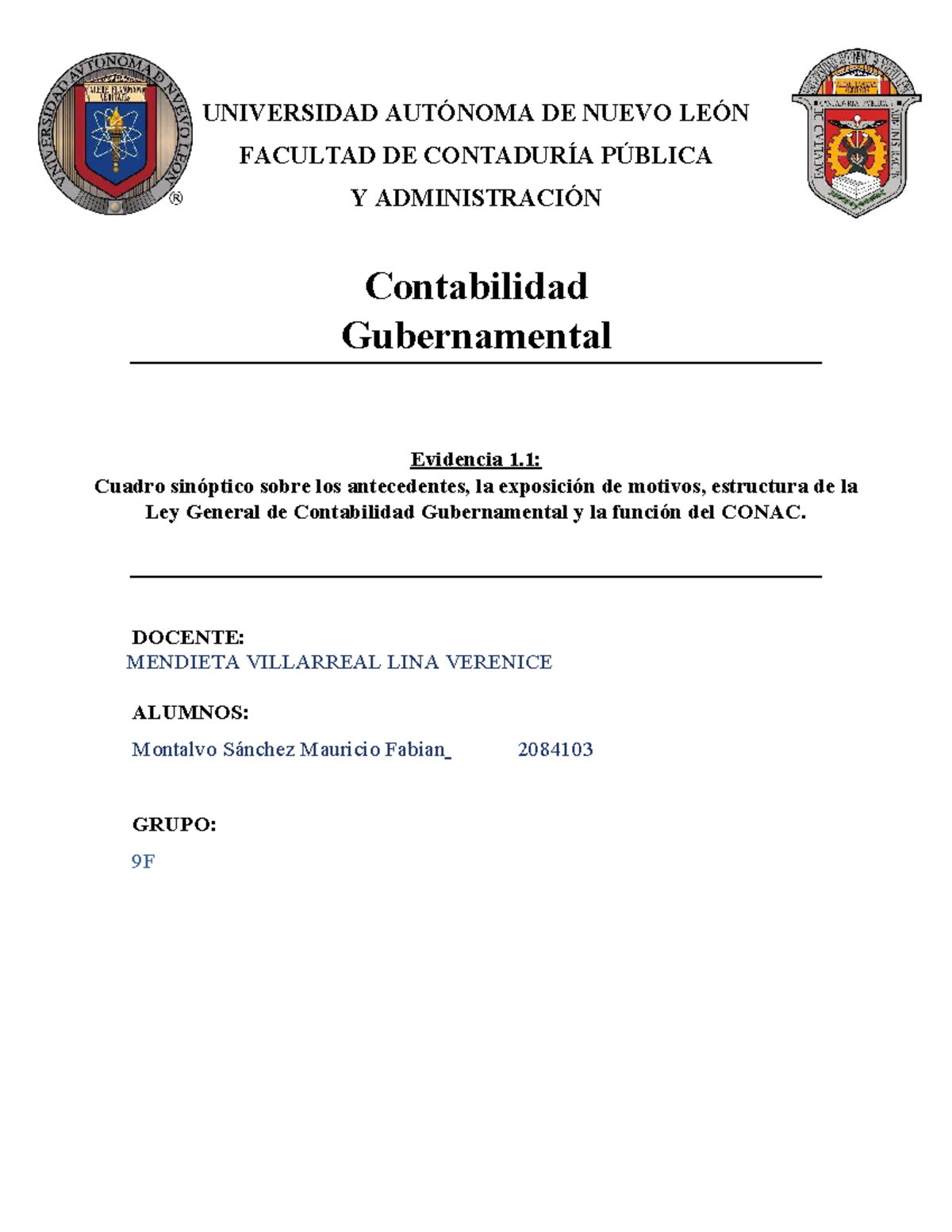 Evidencia 1.1: Cuadro Sinóptico de la Ley General de Contabilidad ...