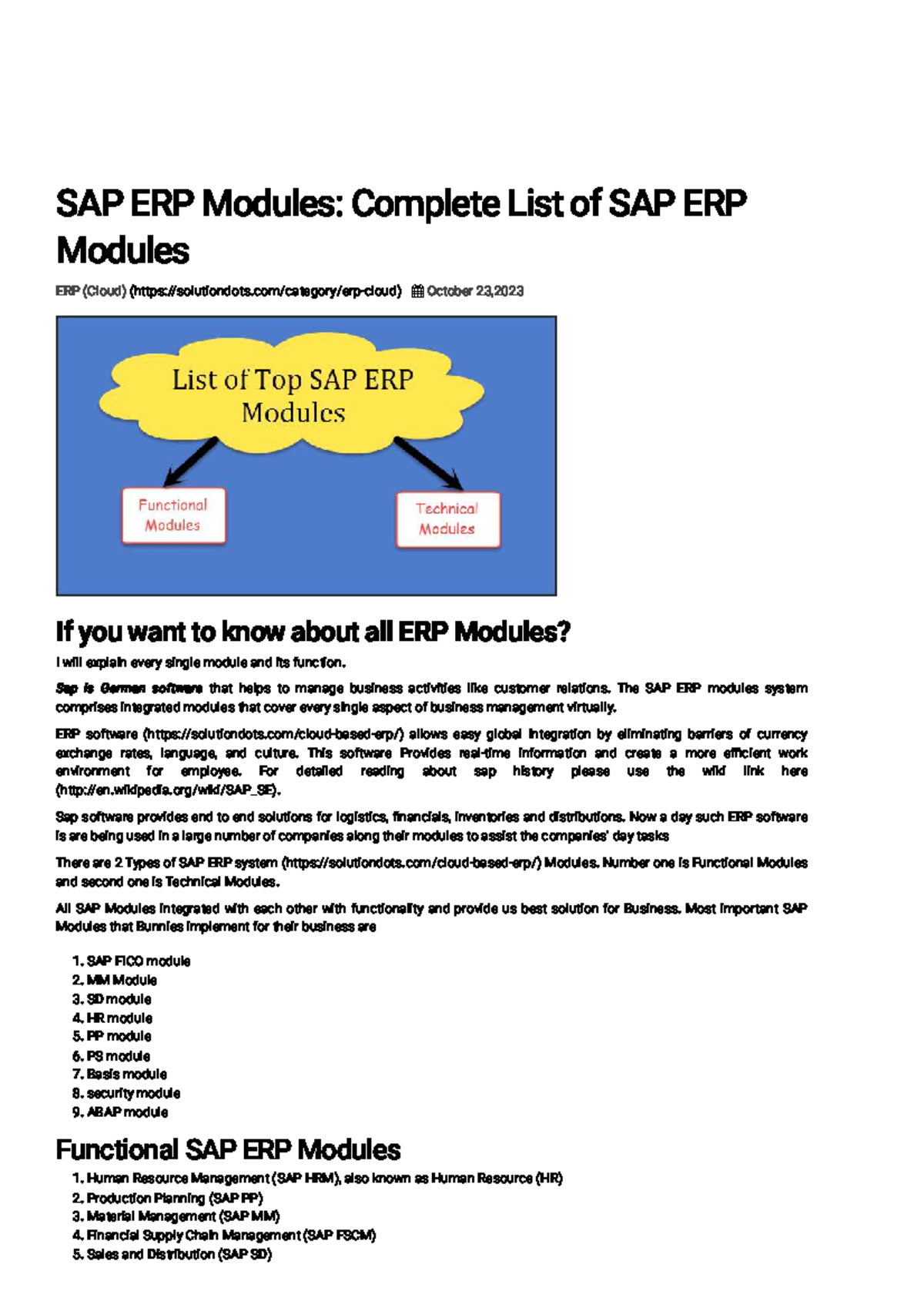 Unlocking the Power of SAP ERP Modules: A Comprehensive Guide - Studocu