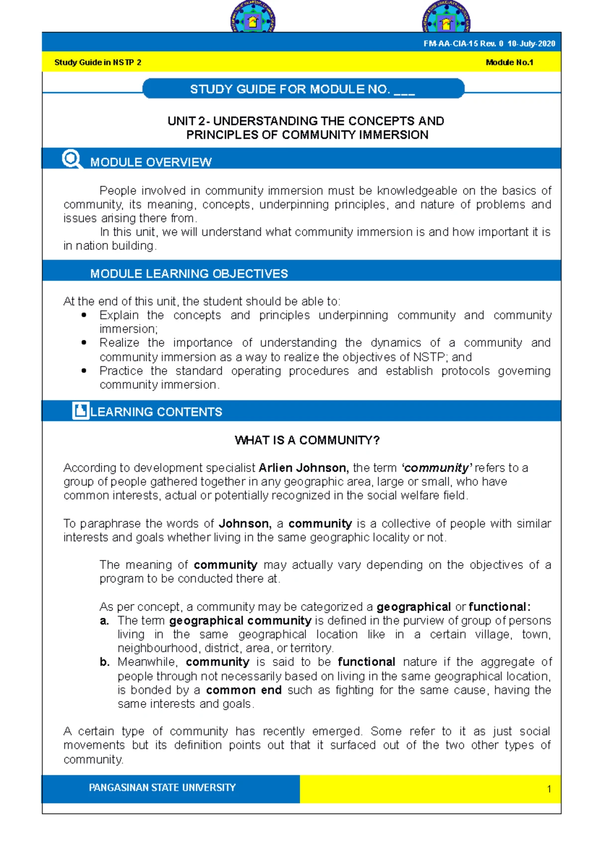 Guidelines-NSTP 2(Project Proposal) - MANAGEMENT OF NSTP COMMUNITY ...
