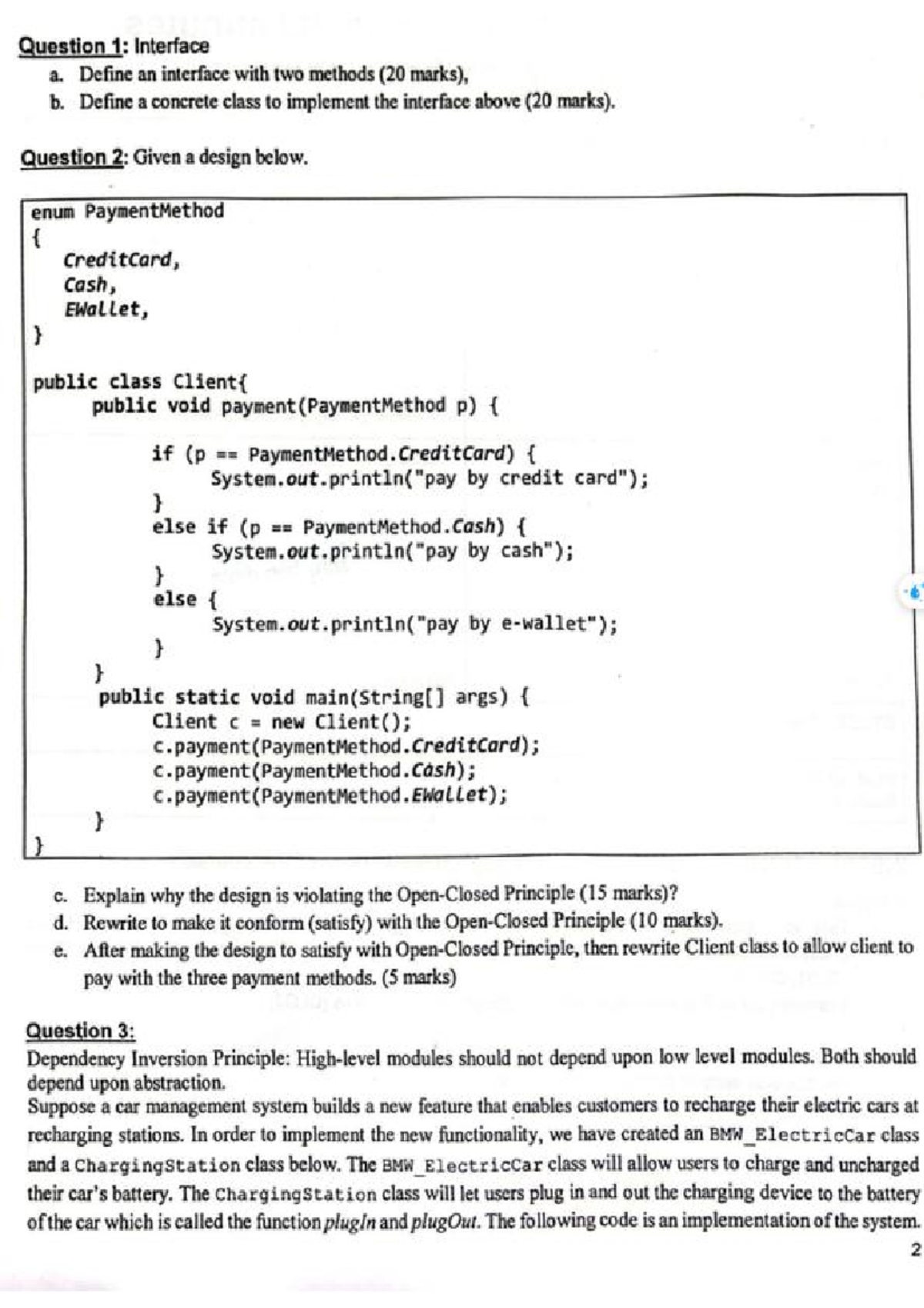 IT069IU 2023 HK3 Final Exam: Interface & Dependency Inversion Principles - Studocu