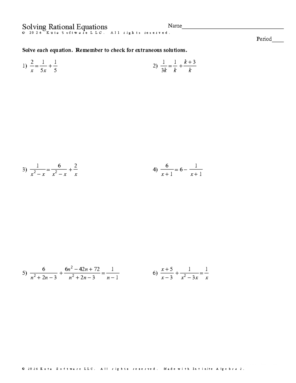 HW: Solving Rational Equations L2t0X2_6K - Practice Problems - Studocu