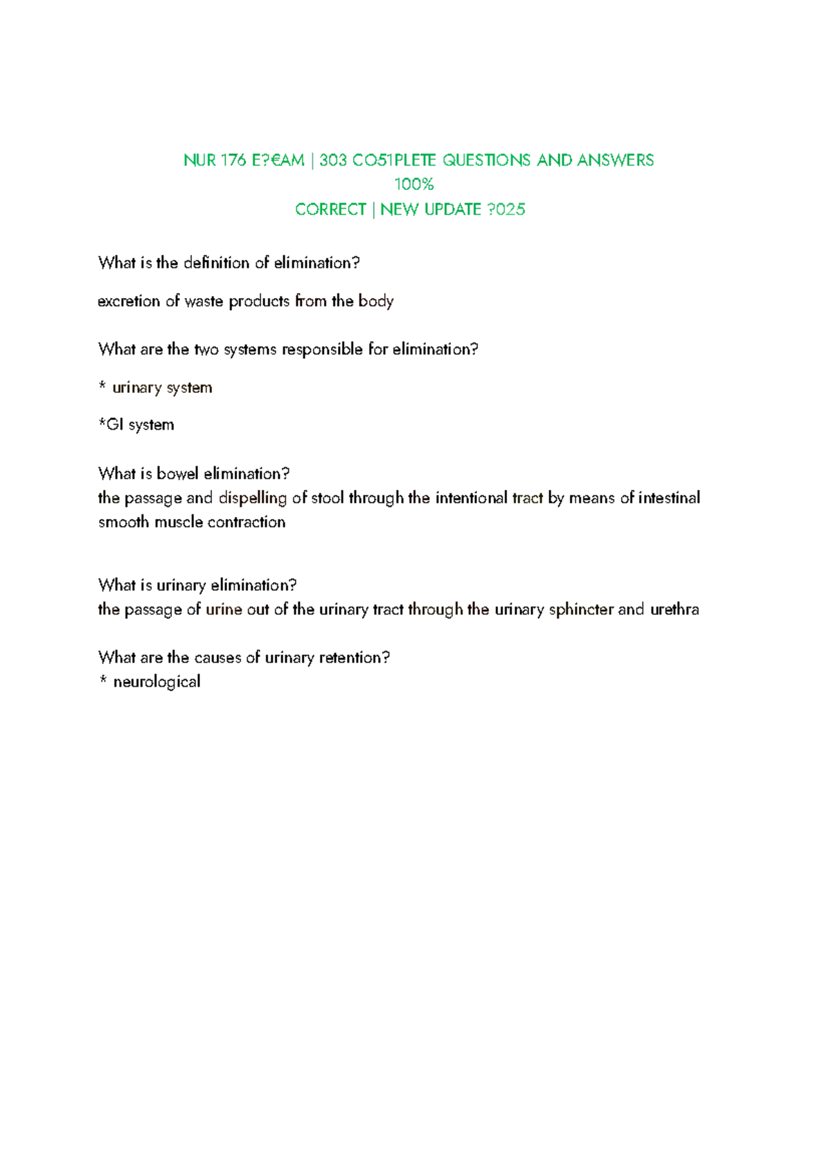 NUR 176 Final Exam Study Guide: Key Concepts in Renal & Cardiac Function - Studocu