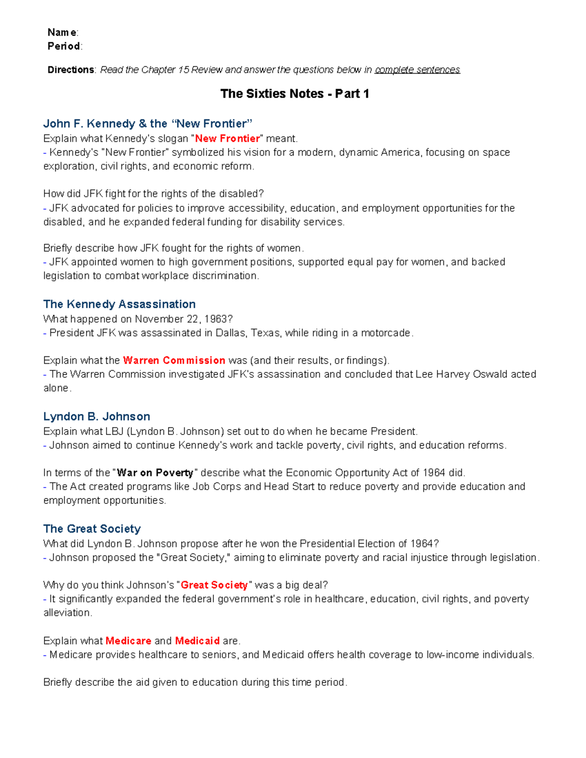 The Sixties Notes - Part 1: JFK, LBJ, and the Vietnam War Overview ...