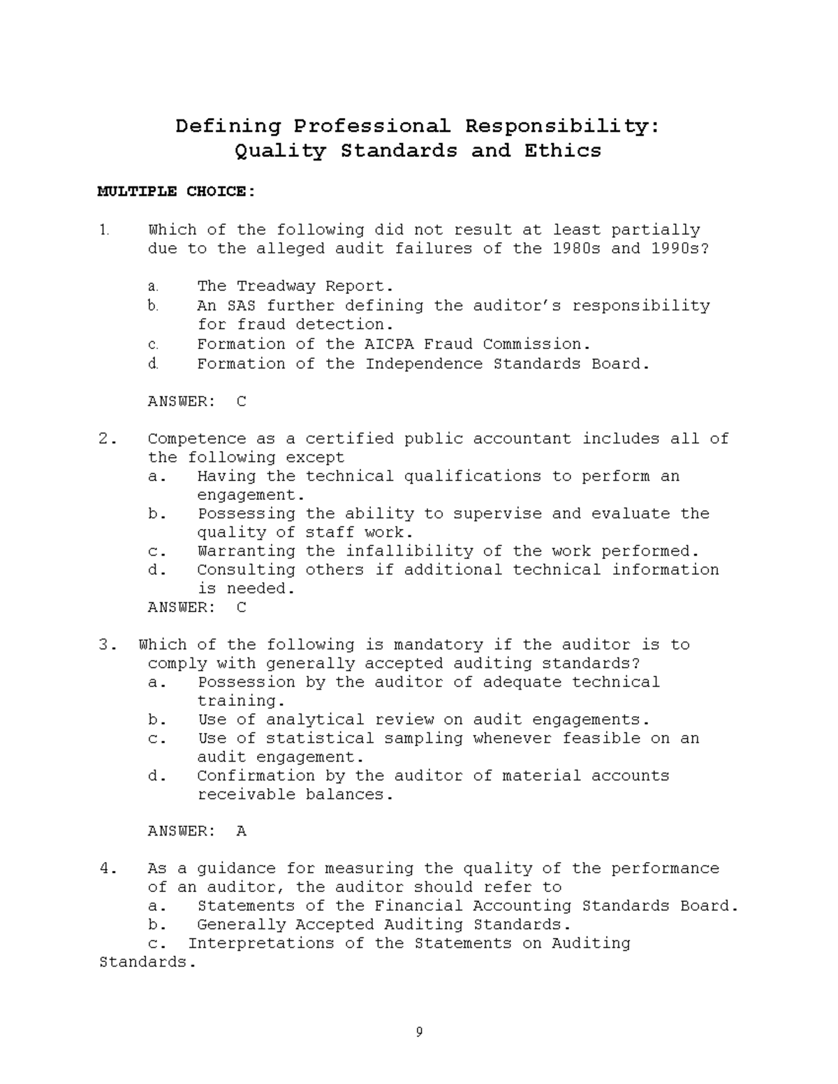 Defining Professional Responsibility: Quality Standards and Ethics ...