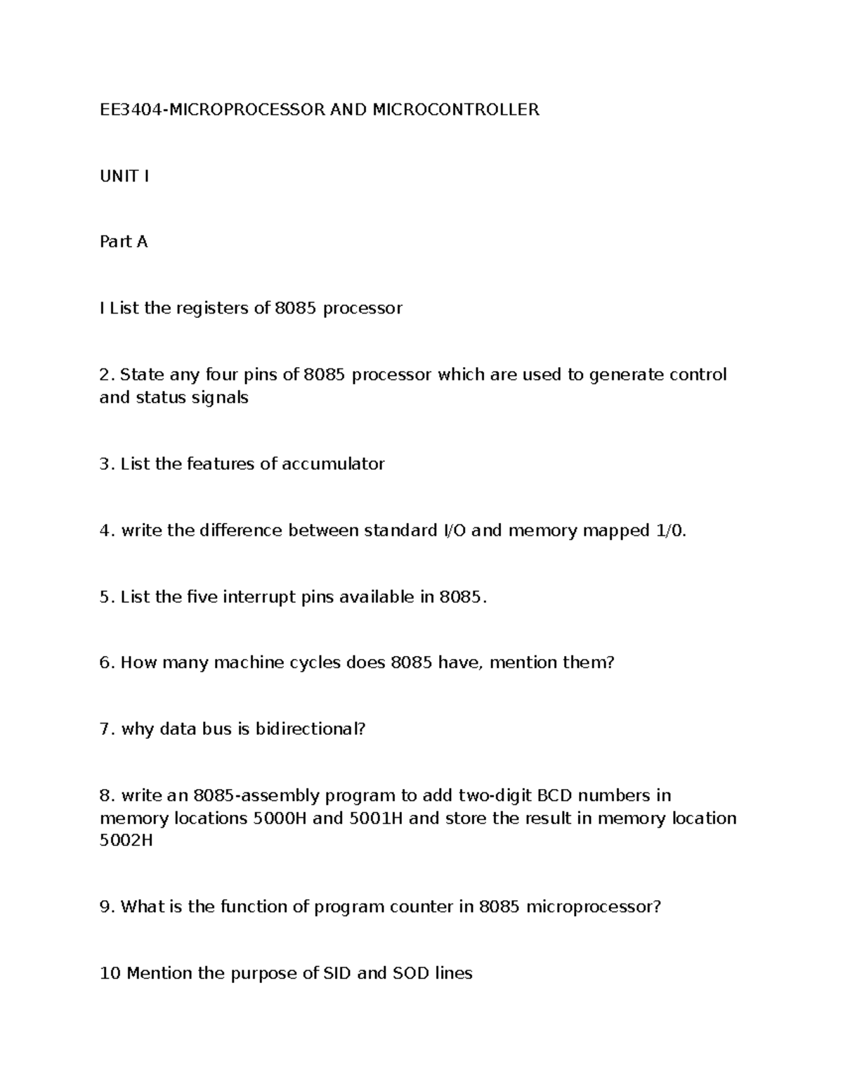 MPMC QPB Questions - Lecture Notes on 8085 Microprocessor and 8051 ...