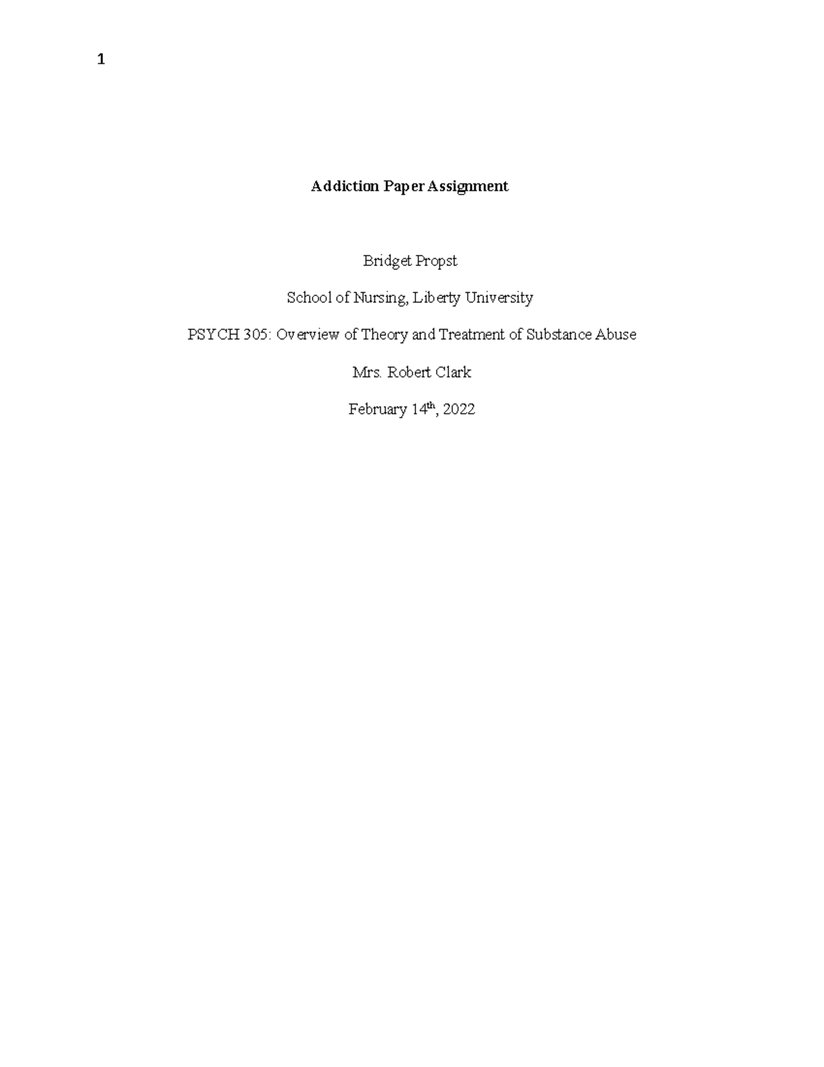 PSYCH 305: Opioid Addiction Paper Assignment and Treatment Overview ...