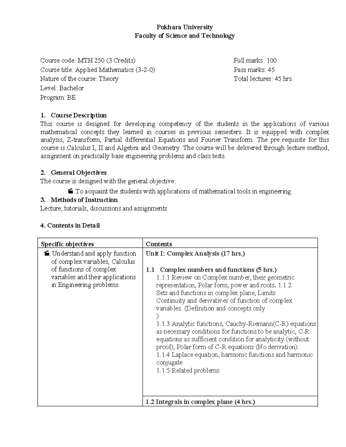 Applied Mathematics Syllabus – MTH 250 Course Overview - Studocu