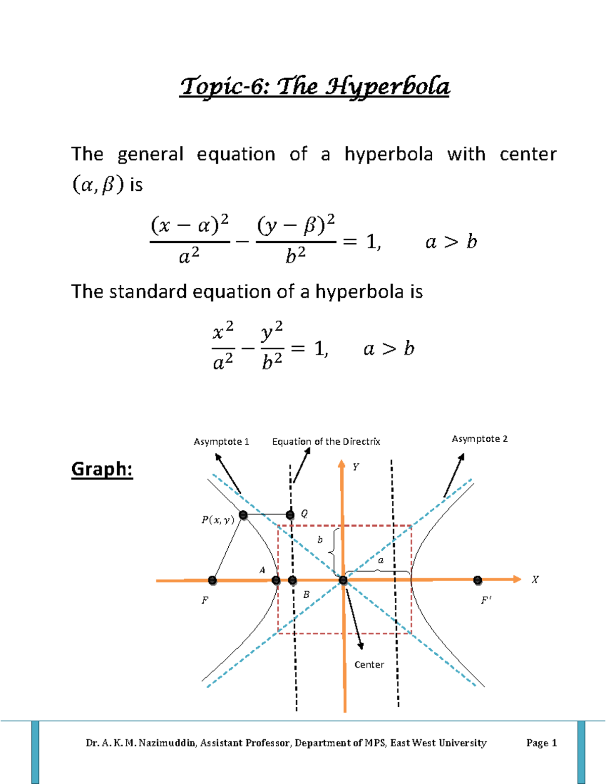 MPS Topic-6: Understanding the Hyperbola and Its Properties - Studocu