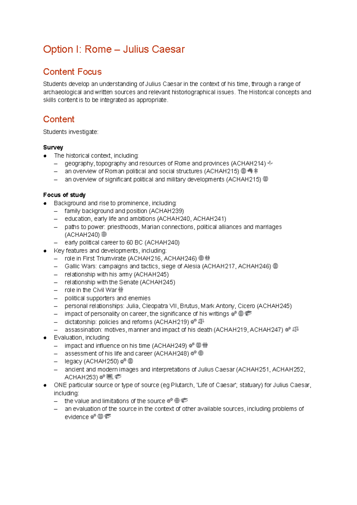 Julius Caesar Study Guide (ACHAH214-252) - Studocu