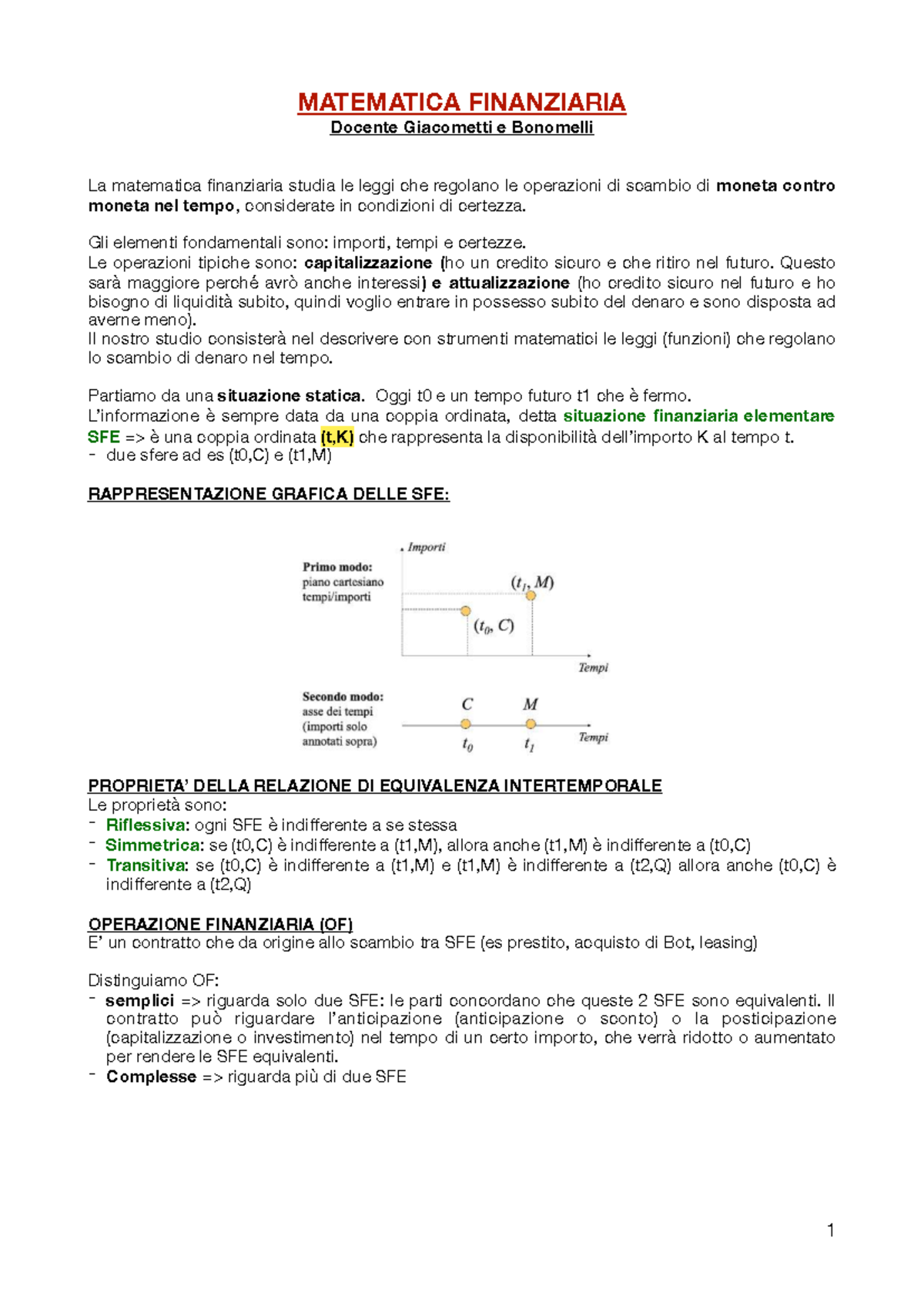 MAT 101 - Appunti di Matematica Finanziaria e Operazioni di Scambio ...
