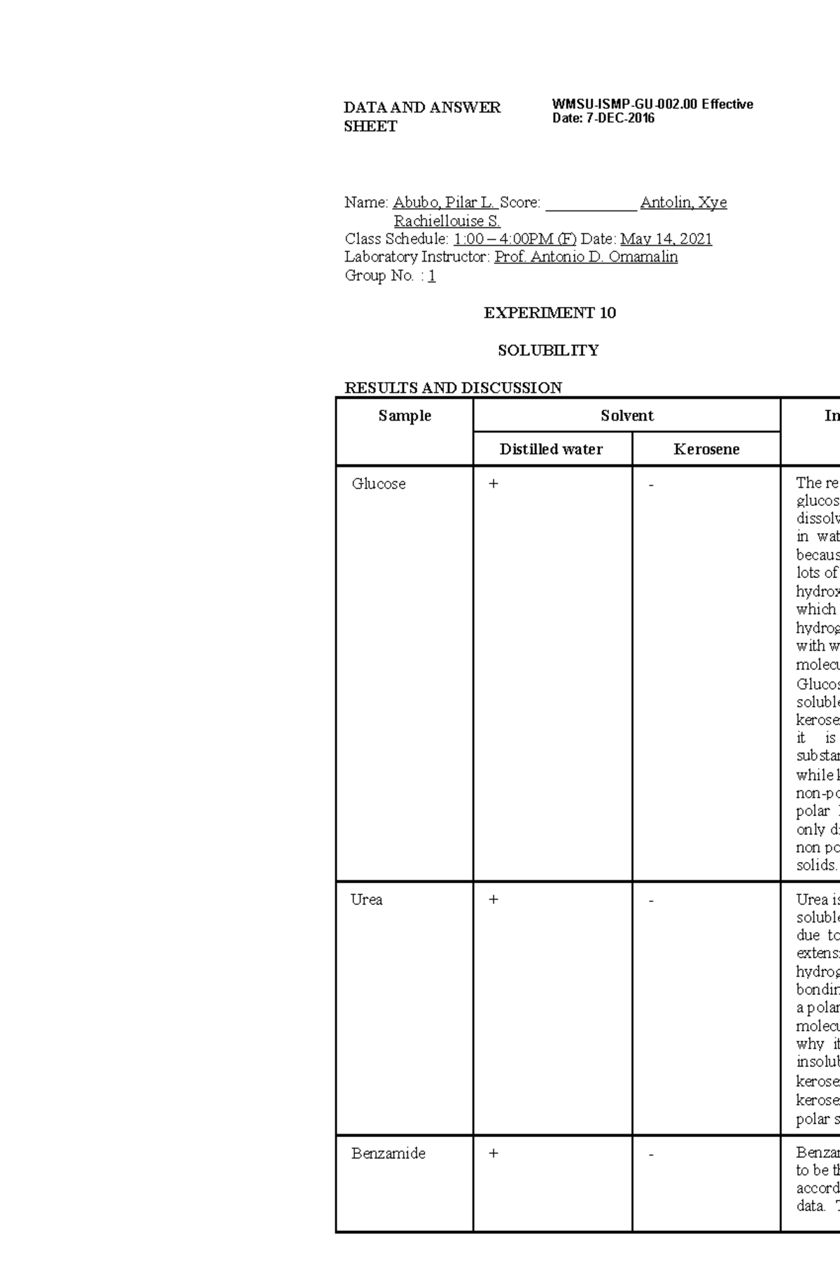 Experiment-10- Worksheet - DATA AND ANSWER SHEET WMSU-ISMP-GU-002 ...