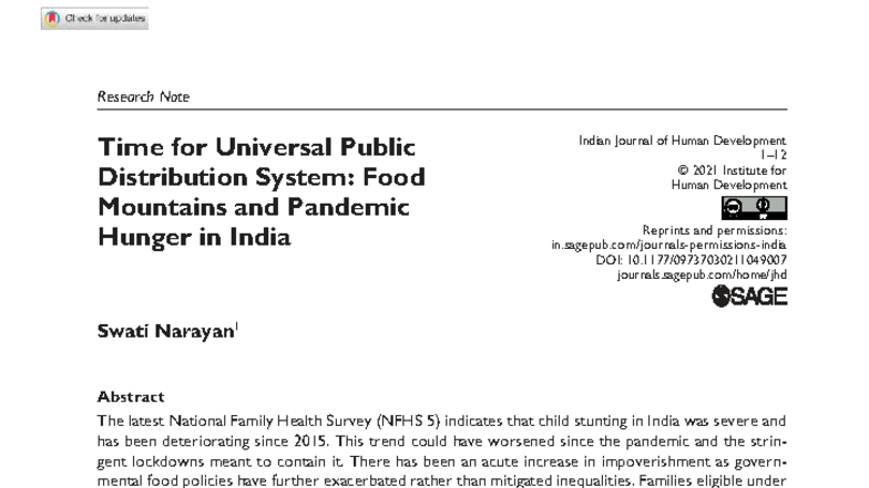 Time for Universal Public Distribution System Food - Time for Universal ...